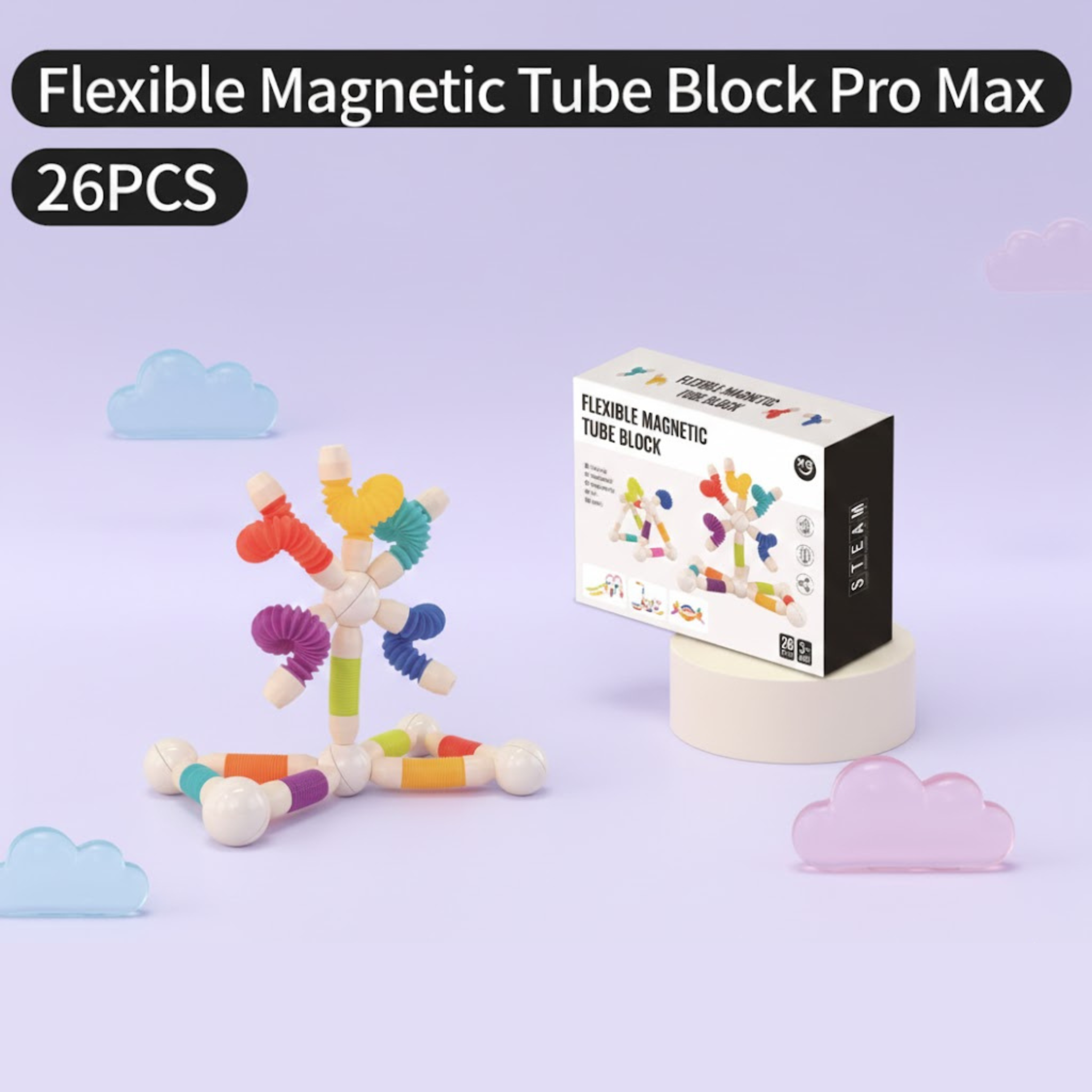 Flexible Magnetic Tube Block Pro Max – 26 PCS – GOKIDDEEGIFTHUB