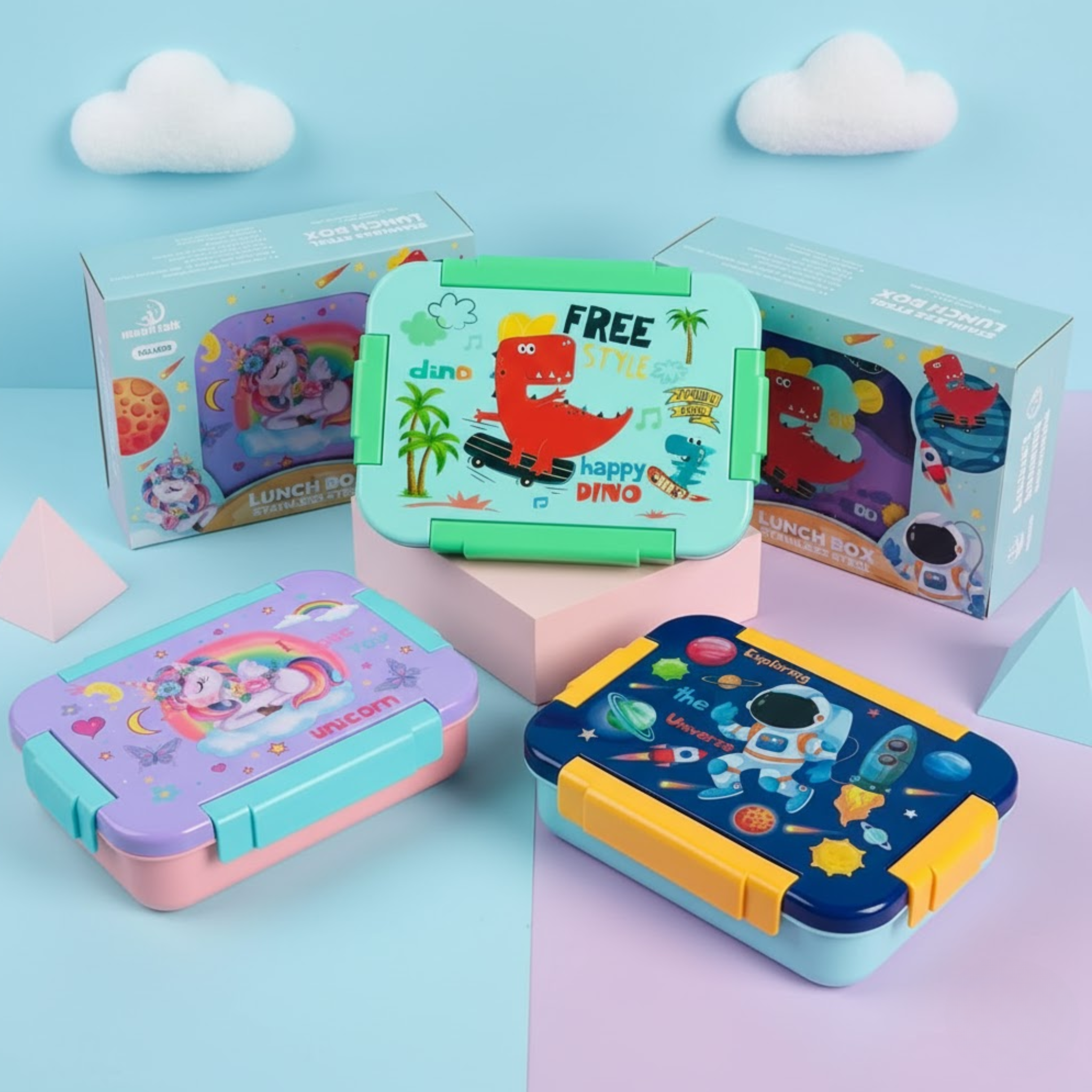 Stainless Steel 3 Partition Lunch Box -710 ml – GOKIDDEEGIFTHUB